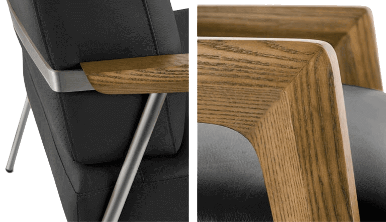 Harper Genuine Leather Wooden Arms Lounge Chair