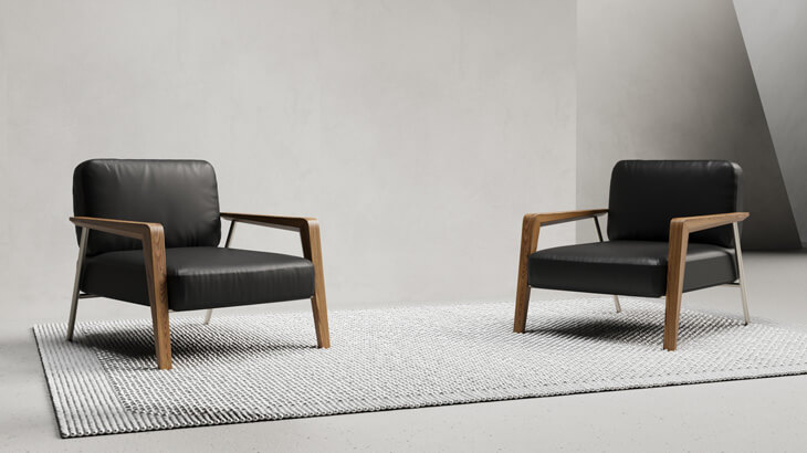 Harper Genuine Leather Wooden Arms Lounge Chair