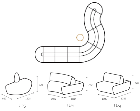 GENE Hook Curve Modular Sofa System