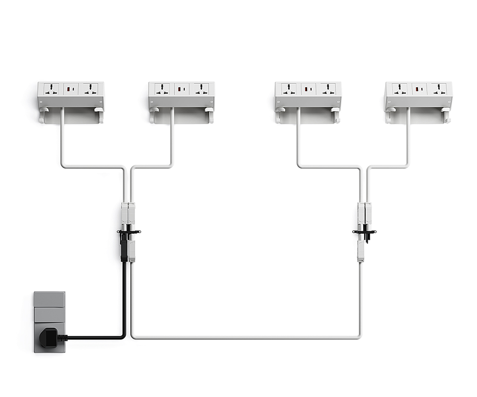 4x Users Desktop Interlink Power Access and Cable Management Soluti...