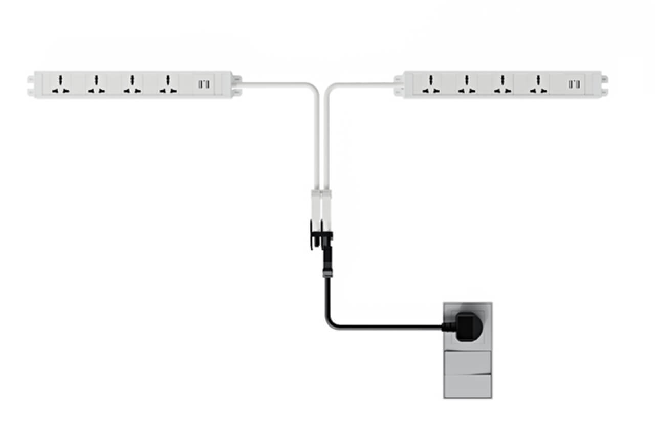 4x Users Under-Desk Interlink Power Access and Cable Management Sol...