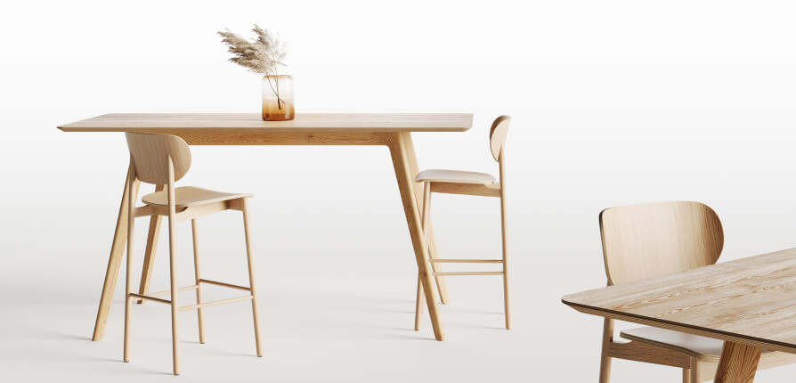 Birch Wood Veneer Bar Stool