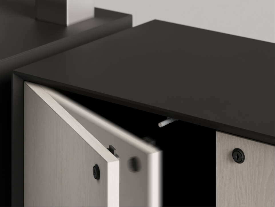 EDGE Series Chamfered Low Height 2 Door Dark Grey Cabinet | Workspa...