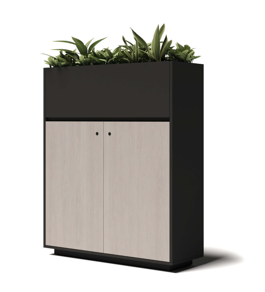 ECO Planter Cabinet Black with Lockable Push Open Doors | Workspace...