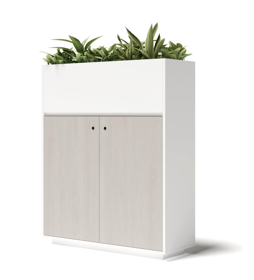 ECO Planter Cabinet White with Lockable Push Open Doors | Workspace...